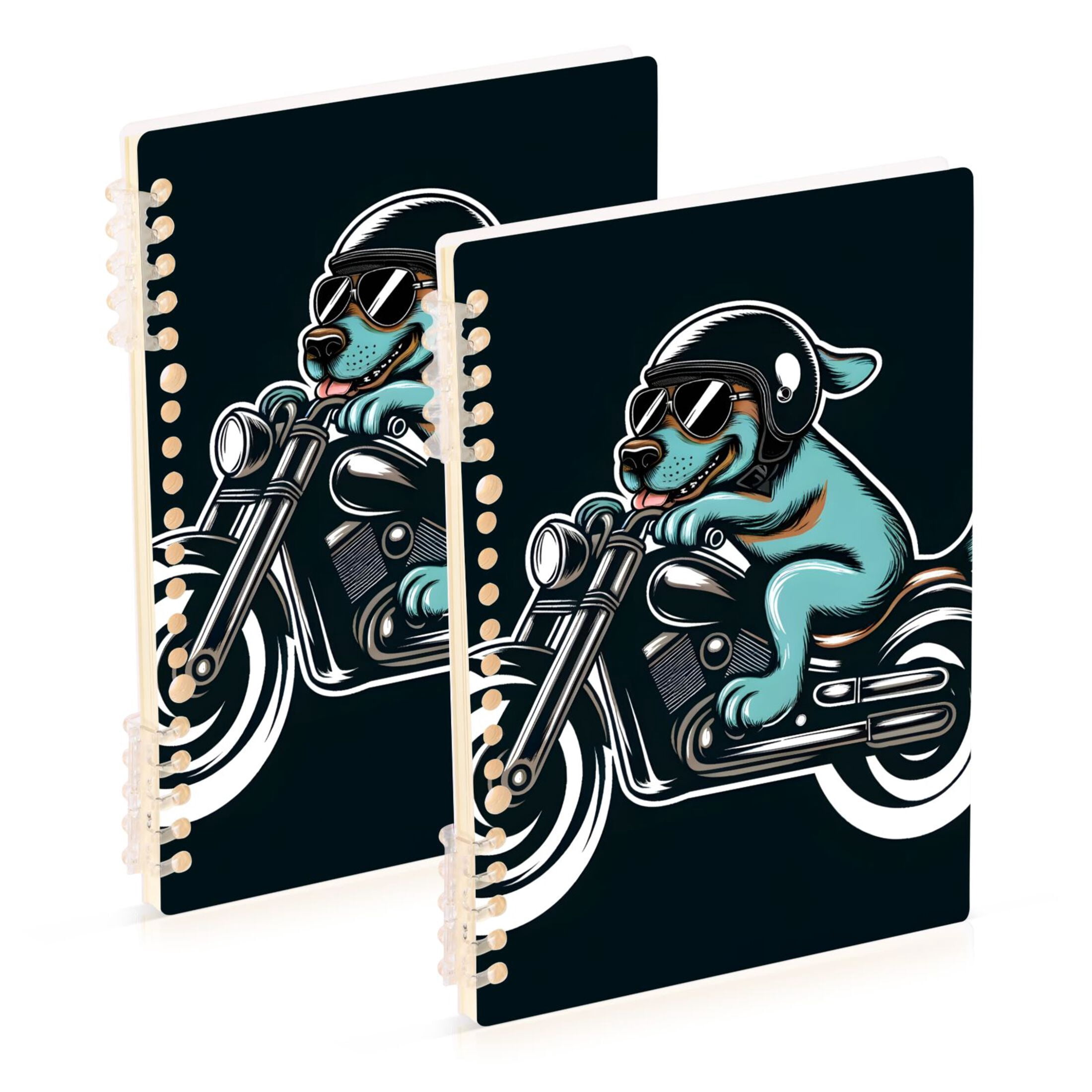 Motorcycle Dog Ring Binder Notebook Journey Note Diary College Ruled ...
