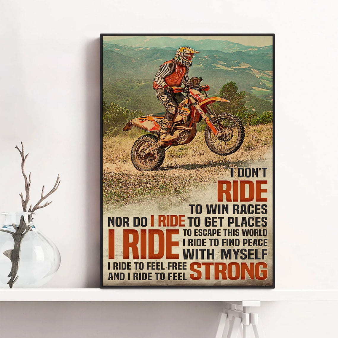 Motorcycle Don™T Ride To Win Races Poster, Vintage Motocross Dirt Biker ...