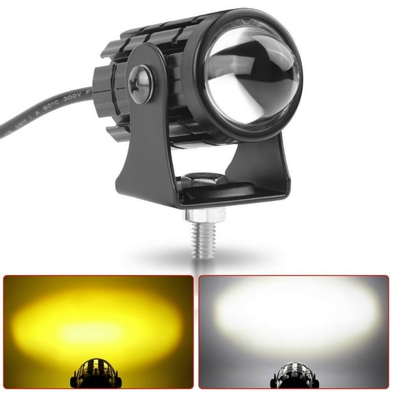 Motorcycle Driving Lights 1200LM Tri-Color Mini Led Headlights Fog Lights 12W 6000K Super Bright ...