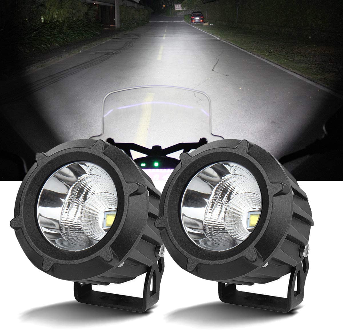 Motorcycle Driving Lights, 3.5 Inch Round Led Fog Lights Motorcycle Auxliary Lights Compatible ...