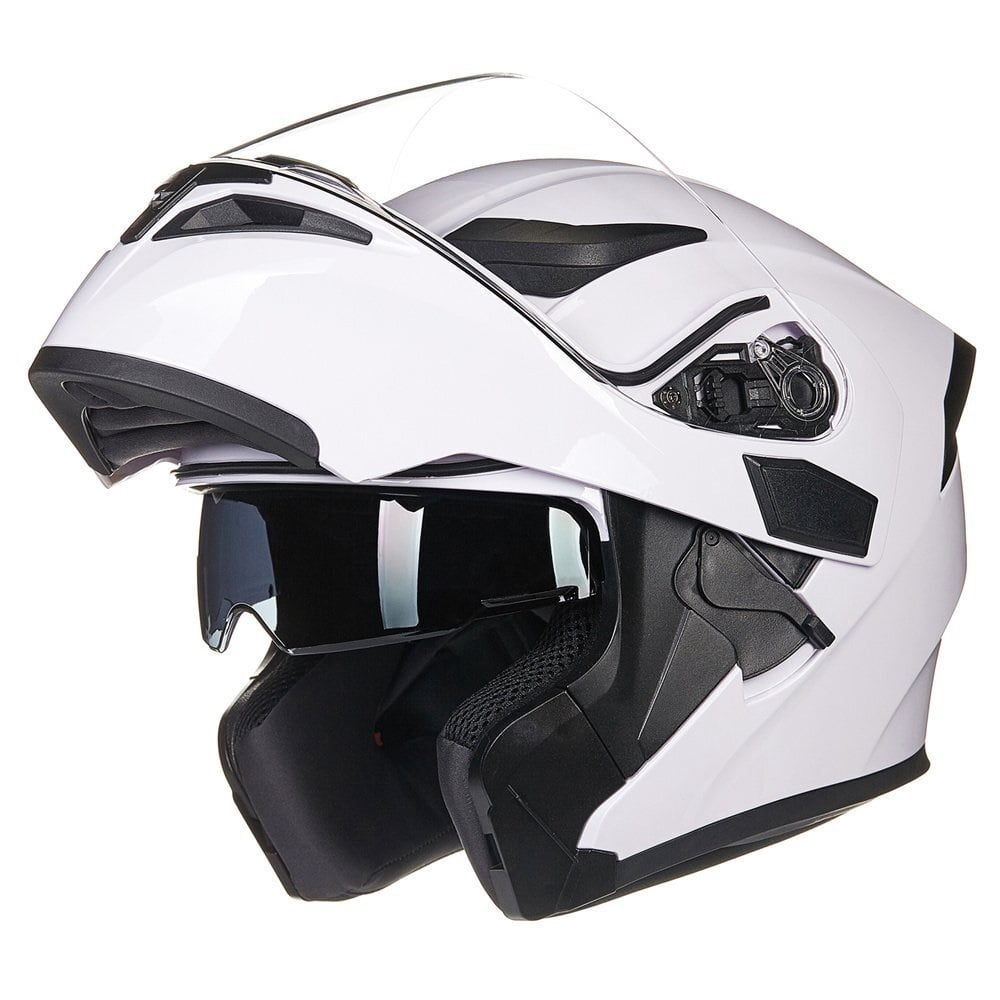 Motorcycle Dual Visor Flip up Modular Full Face Helmet DOT 6 Colors ...