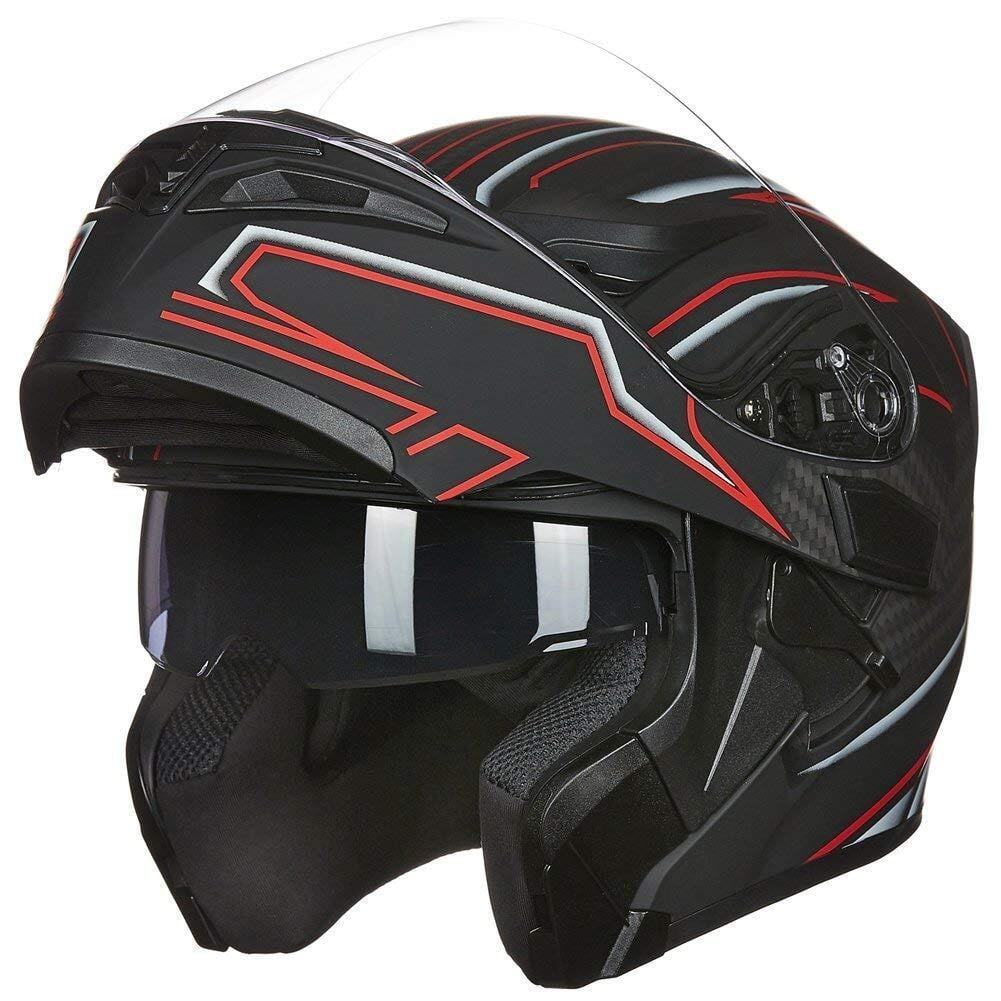 Motorcycle Dual Visor Flip up Modular Full Face Helmet DOT 6 Colors ...