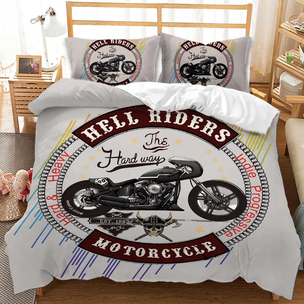 Motorcycle Duvet Cover Set Racing Motorcycle Duvet Cover Motorbike ...