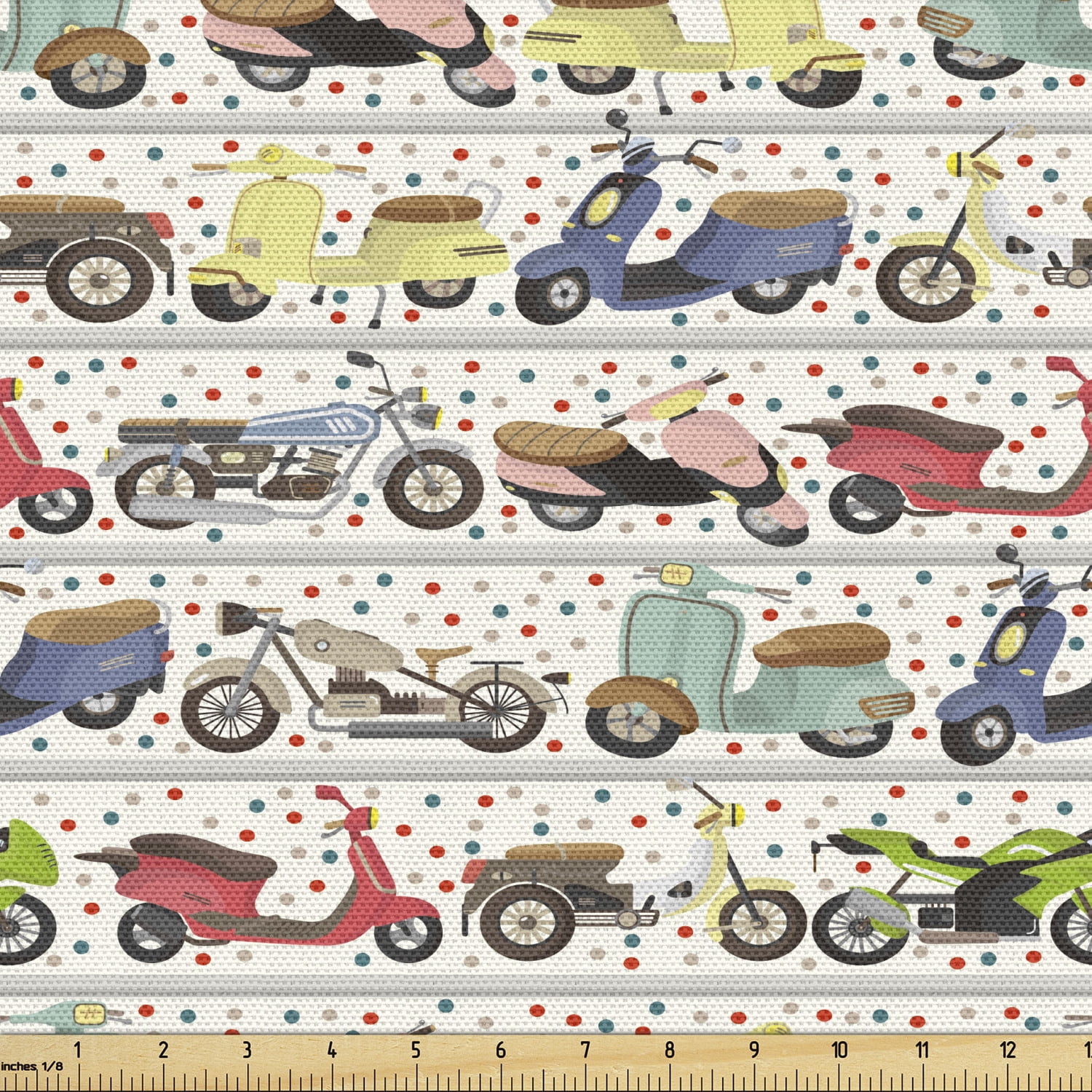 Ambesonne Motorcycle Fabric by the Yard Upholstery, Old and Modern Set ...