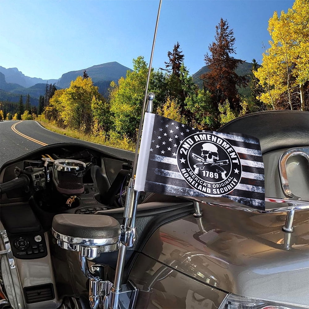 Motorcycle Flag Pole Mount & 5.5'' x 9'' American 1789 Flag Fits Stock ...
