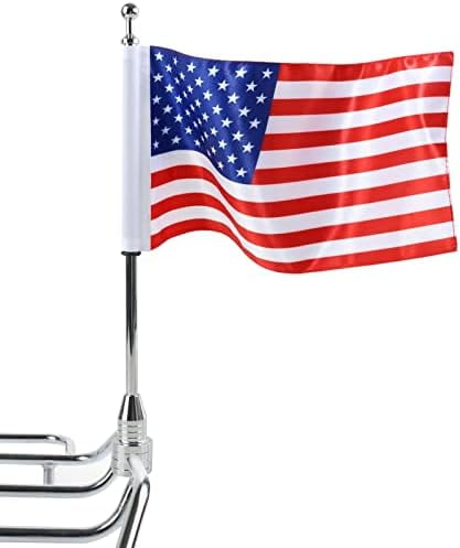 Motorcycle Flagpole Mount and American Flag - 6" x 10" Premium Double ...