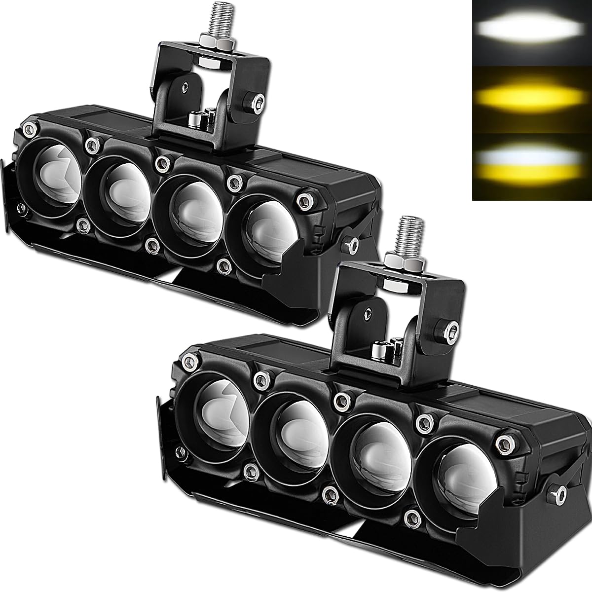 Motorcycle Fog Lights, 80W RRF12 8000LM Dual Color White Amber Driving ...