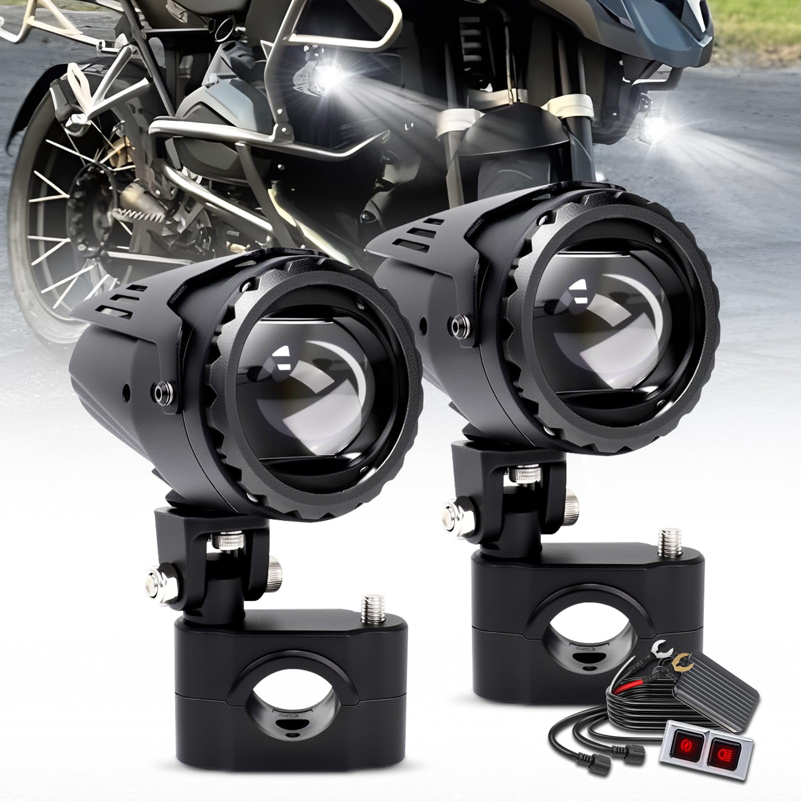 Motorcycle Fog Lights LED KEF16 60W 20000LM Auxiliary Lights - 7 ...
