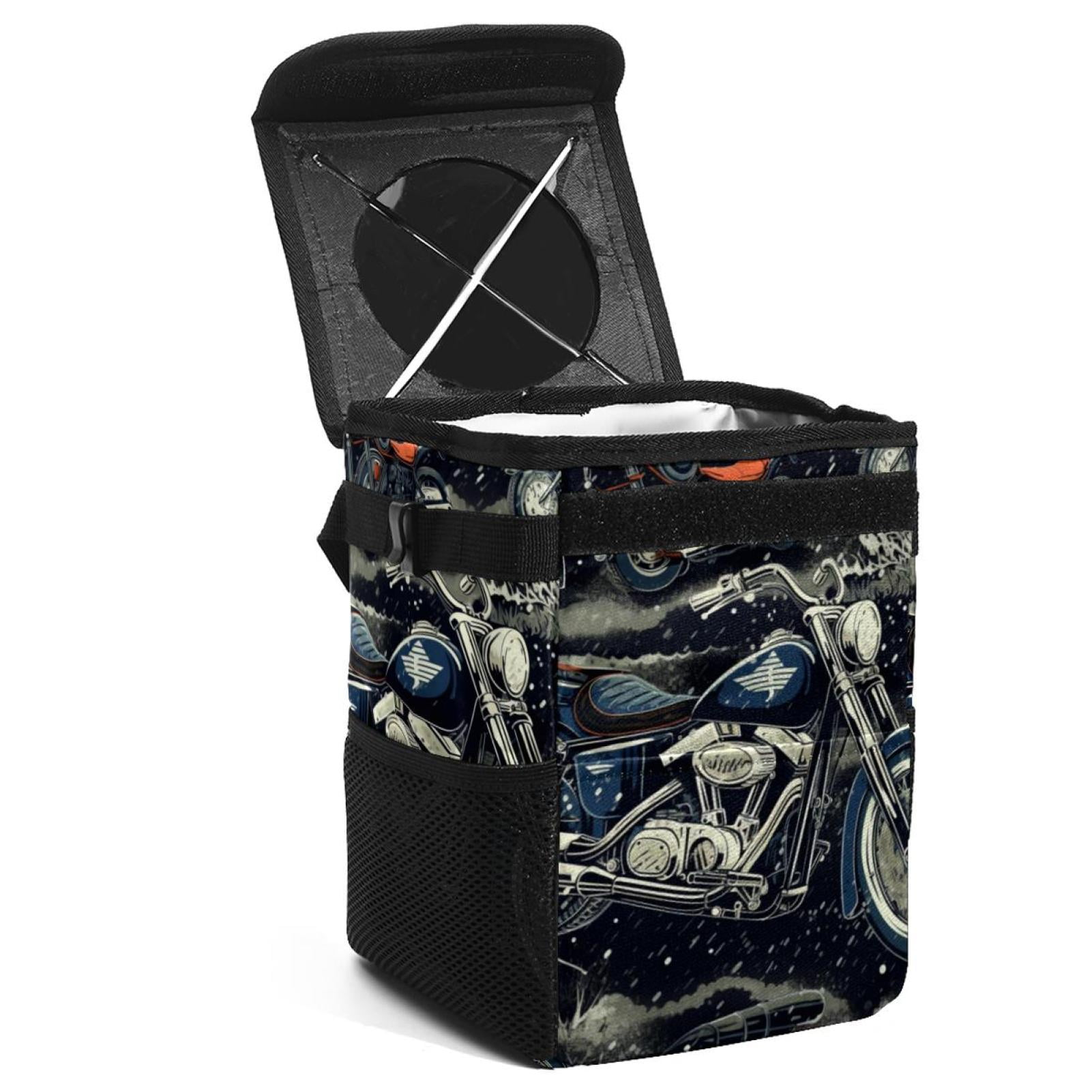 Motorcycle Foldable Car Garbage Can with Lid, Leak-proof, and Hanging ...