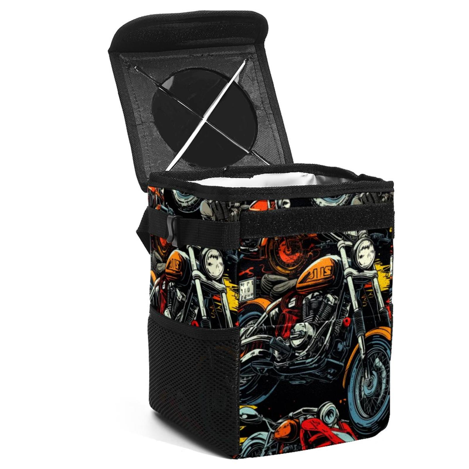 Motorcycle Foldable Car Trash Can with Lid, Leak-Proof, and Hanging ...