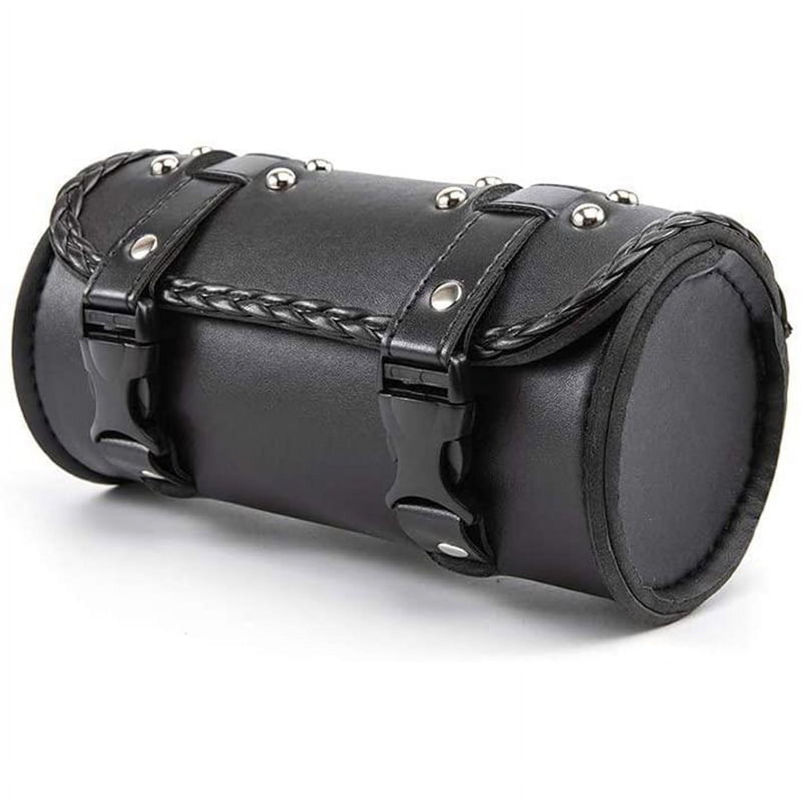 Motorcycle Fork Bag PU Leather Bicycle Handlebar Tool Pouch Sissy Bar ...