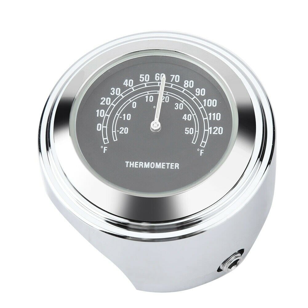 Motorcycle Front Chrome Waterproof Handlebar Mount Temp Thermometer ...