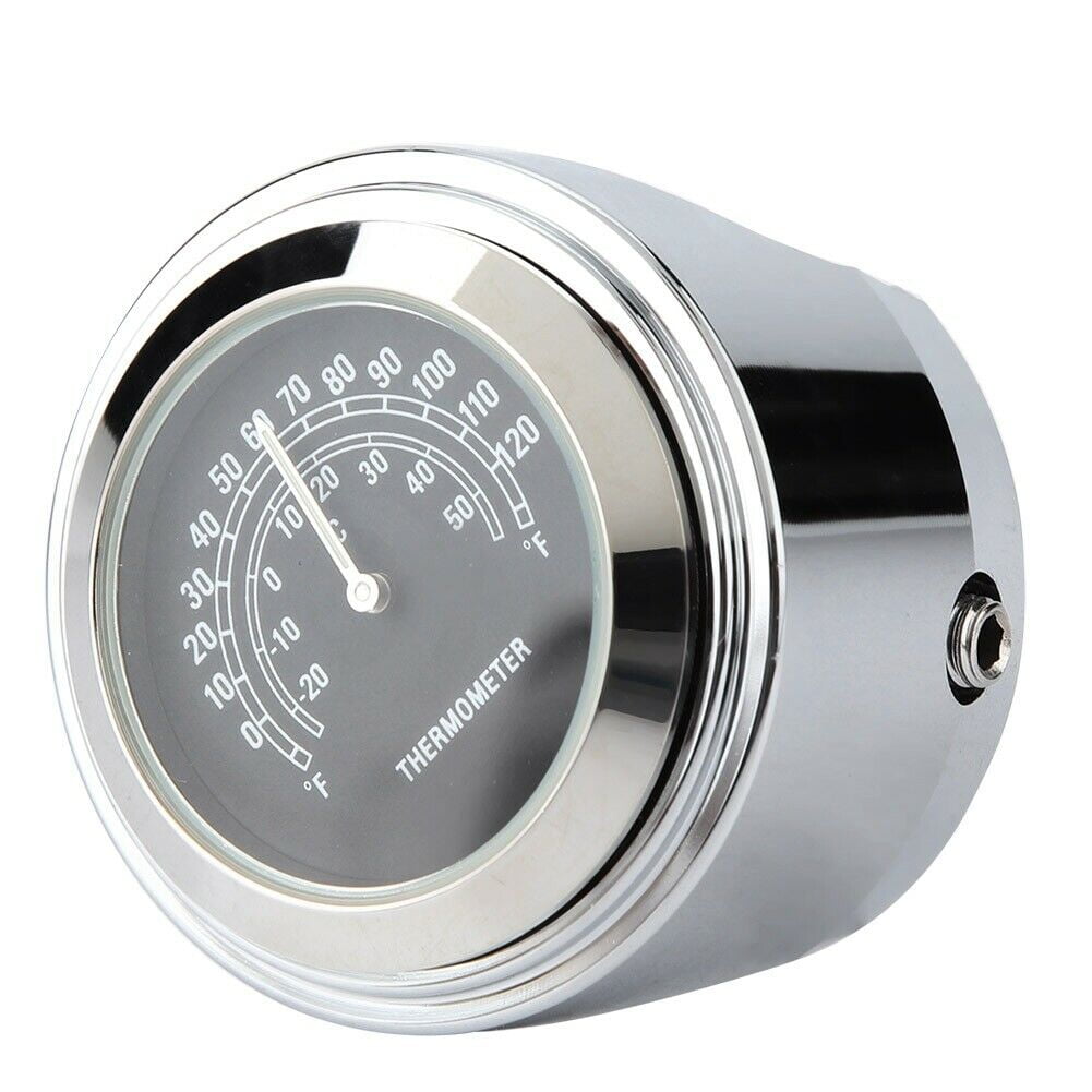 Motorcycle Front Chrome Waterproof Handlebar Mount Temp Thermometer ...