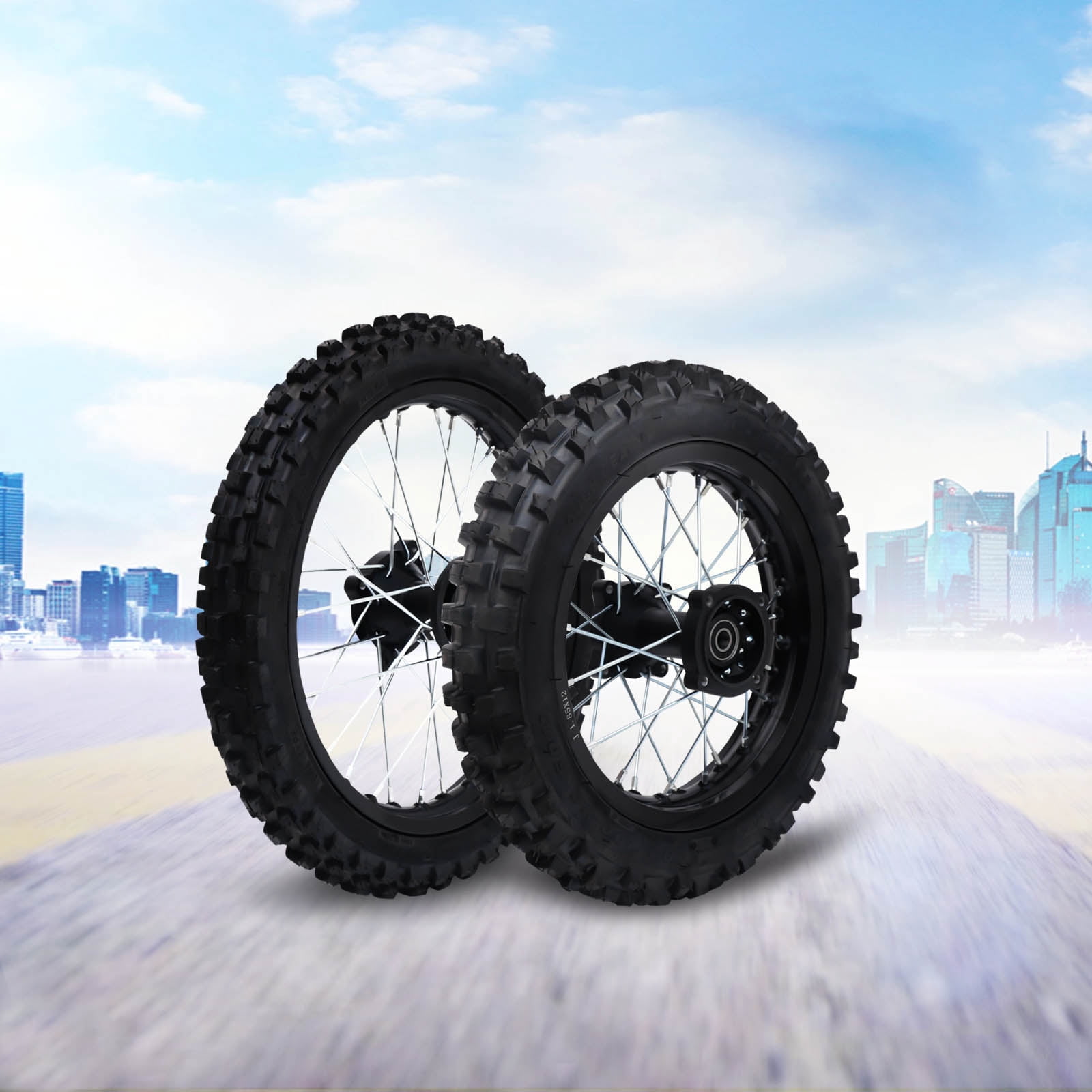 Motorcycle Front and Rear Wheel Set, Premium Aluminum and Rubber ...