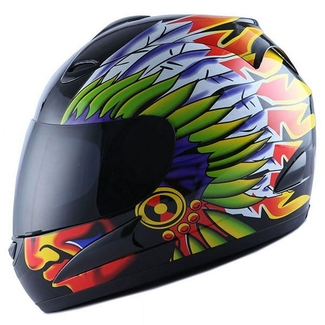 Motorcycle Full Face Helmet Adult Chief Indian Black - Walmart.com