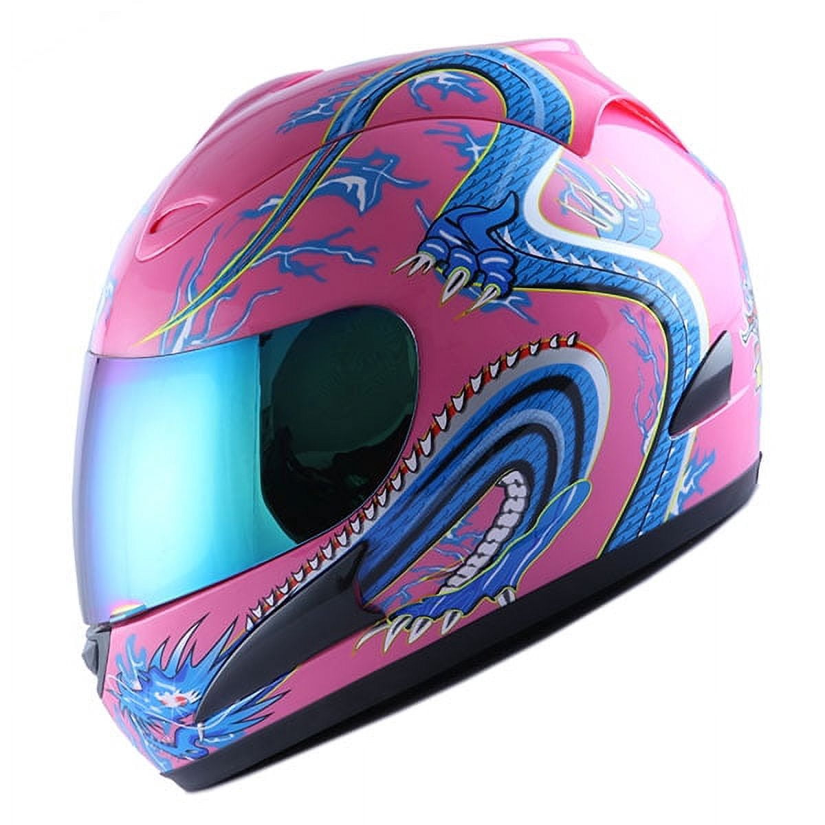 Motorcycle Full Face Helmet HJM A110 Adult Blue Dragon Pink - Walmart.com