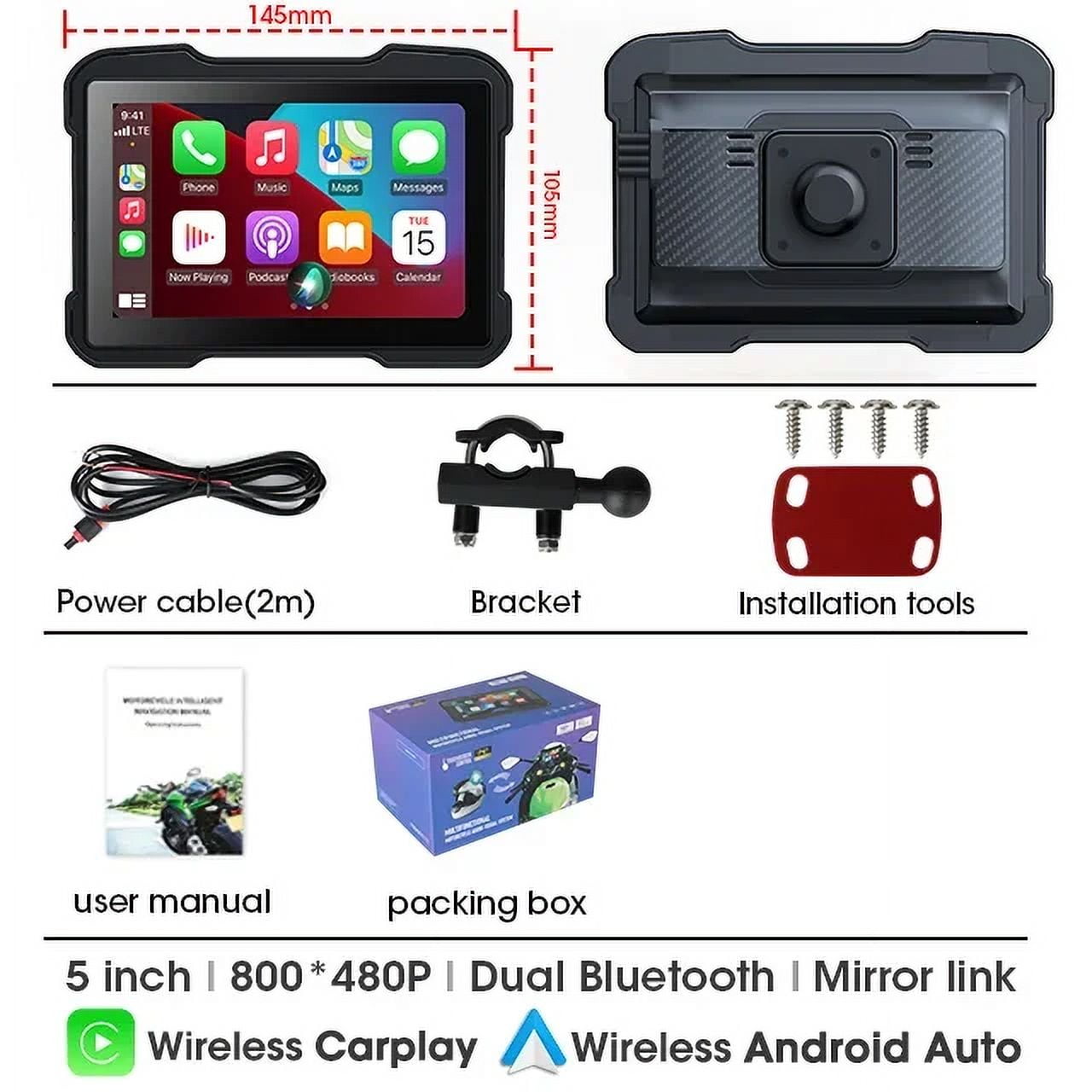 Motorcycle GPS Navigation Waterproof Apple Carplay 5 inch Screen ...