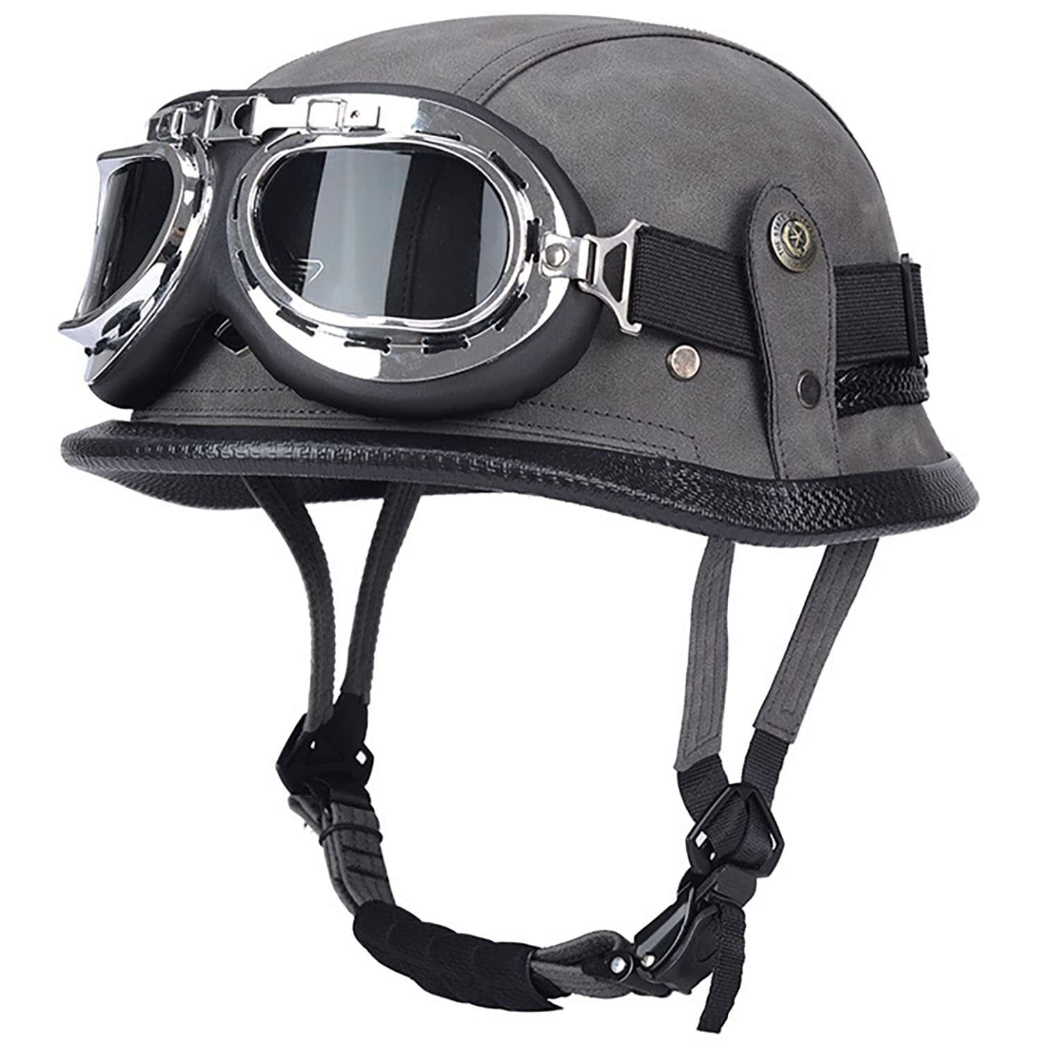 Motorcycle German Leather Half Face Helmet,100% DOT/ECE Approved Cap ...