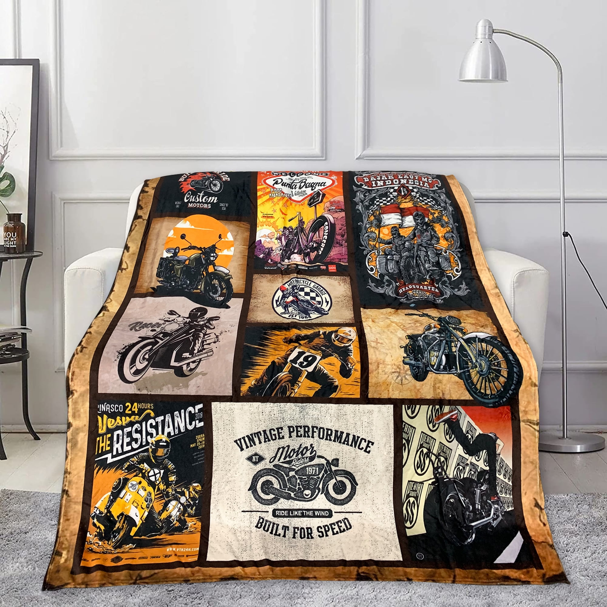 Motorcycle Gifts for Men and Women Throw Blanket Soft Lightweight ...
