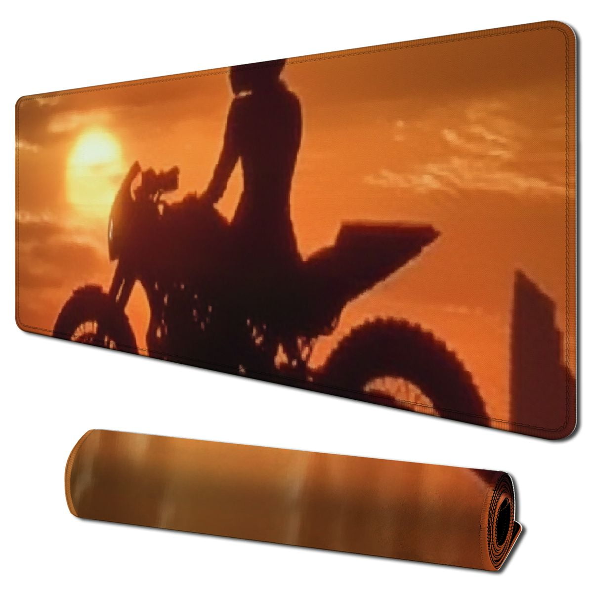 Motorcycle Girl City Street View Sunset Large Mouse Pad Gaming Mousepad ...