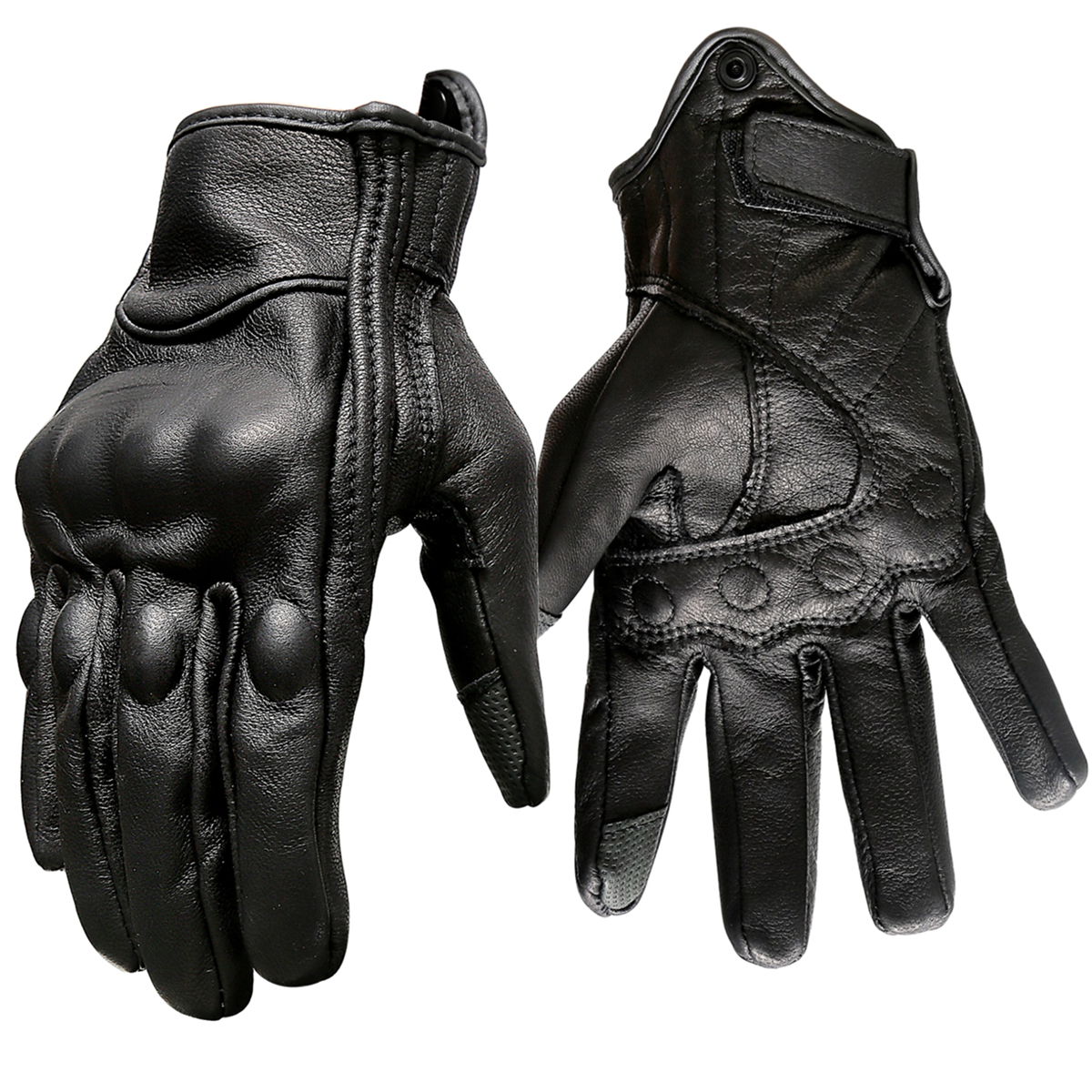 Mens Driving Gloves Basic Soft Goat Leather Fingerless Breathable Biker ...