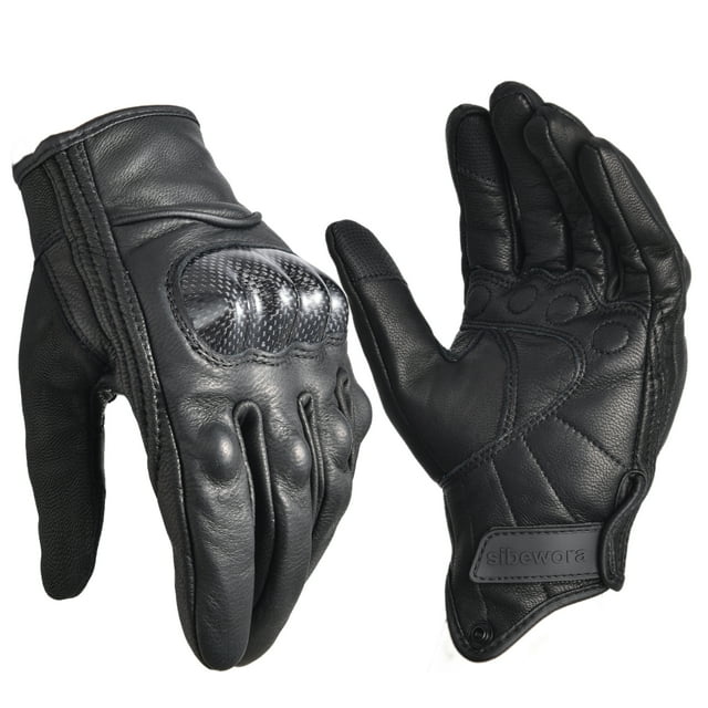 Motorcycle Gloves for Men Hard Knuckle Touchscreen Full Finger Leather ...