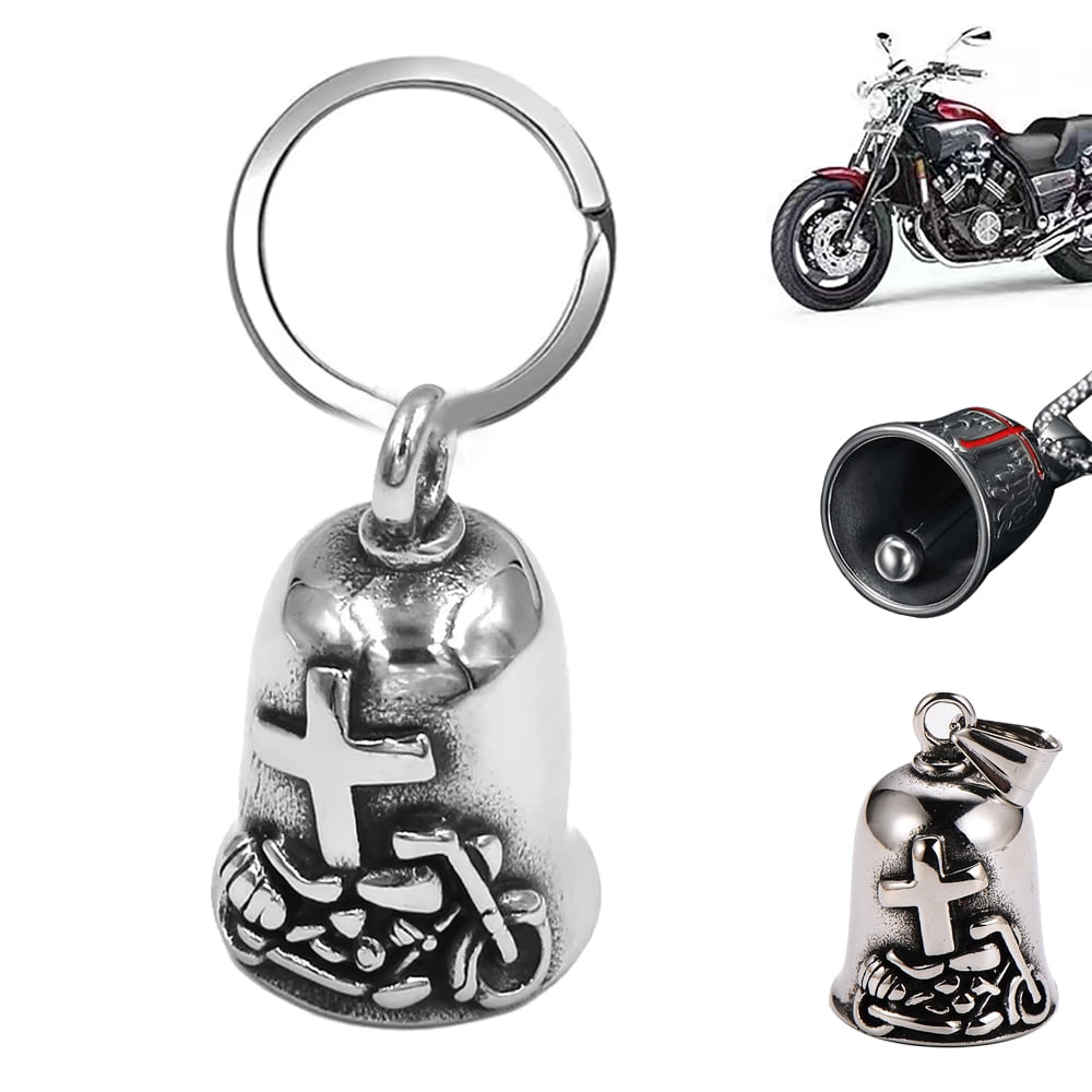 ZYQEEE Motorcycle Guardian Bells,Motorcycle Bell Cross Key Chain, Luck ...