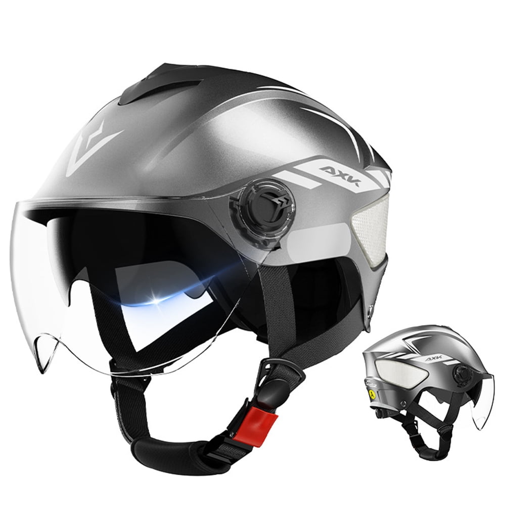 Motorcycle Half Helmet Men Women, Eye And Face Protection Dual Lens ...