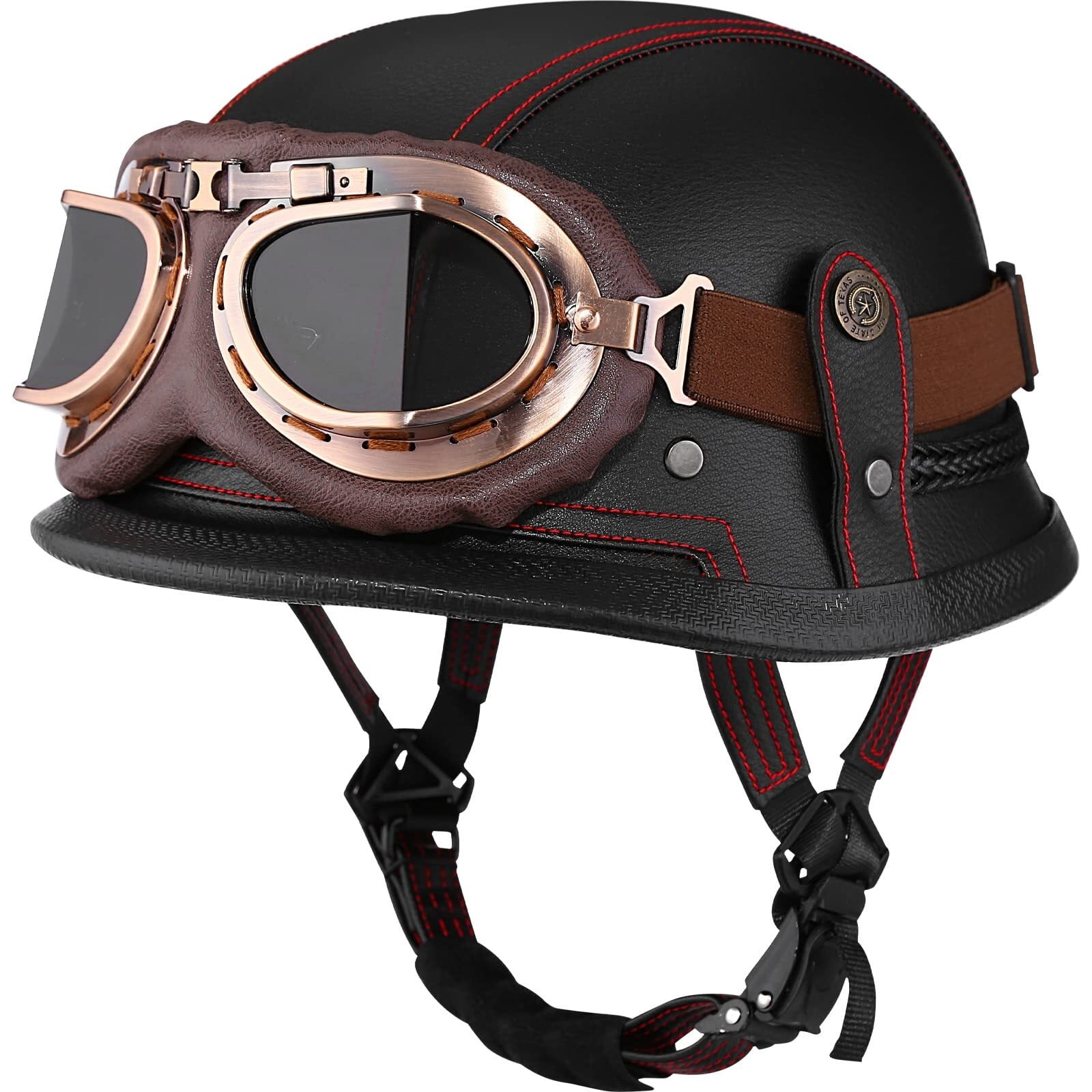 Motorcycle Half Helmet Retro German Handmade Leather Half Face Quick ...