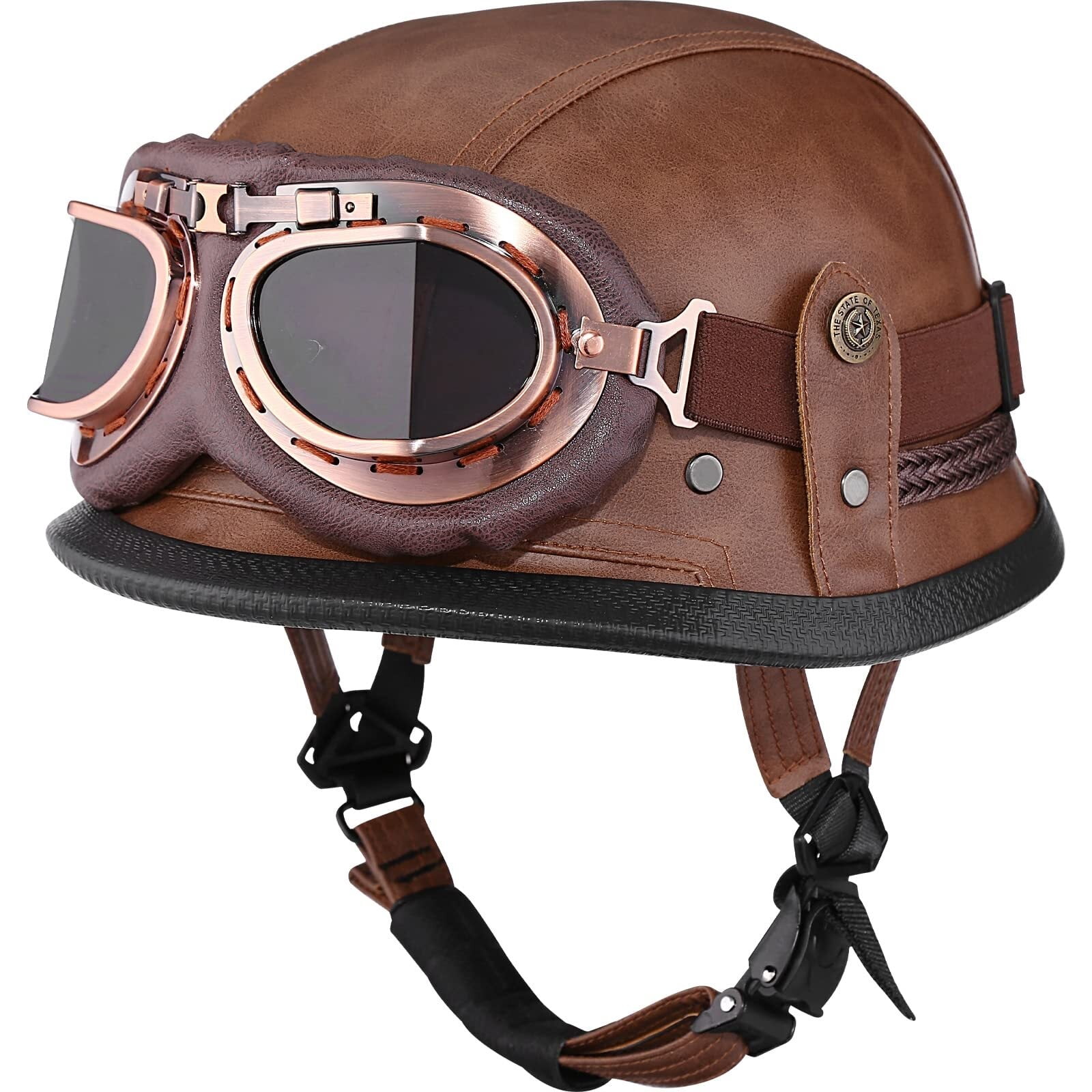 Motorcycle Half Helmet Retro German Handmade Leather Half Face Quick ...
