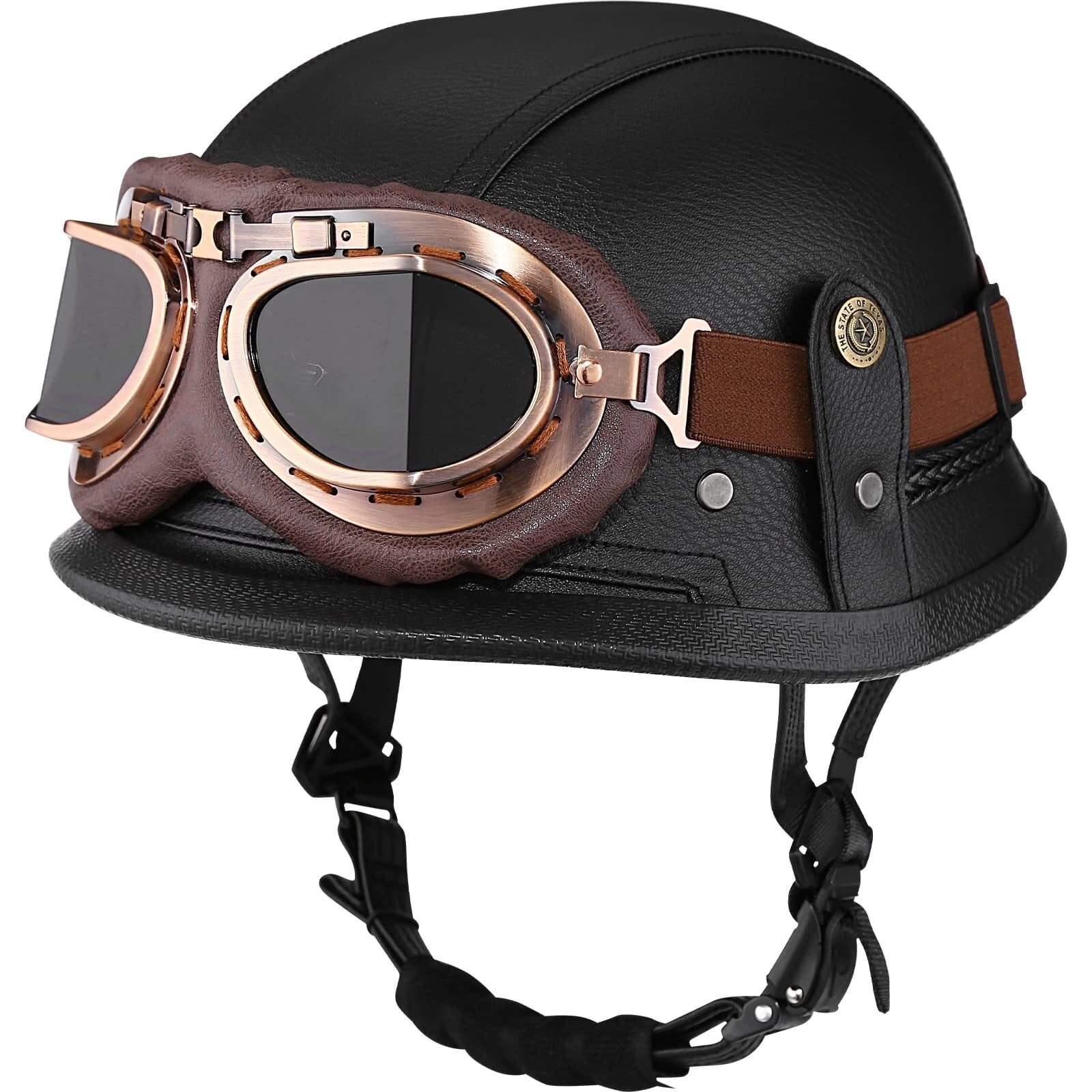 Motorcycle Half Helmet Retro German Handmade Leather Half Face Quick ...