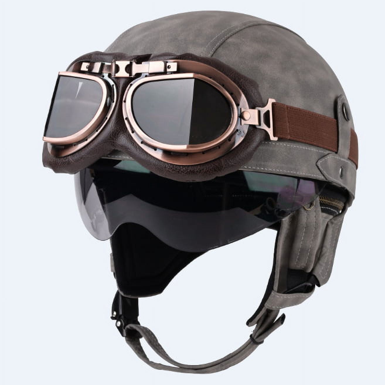 Motorcycle Half Helmet for Men Women Retro Handmade Leather Half Face ...