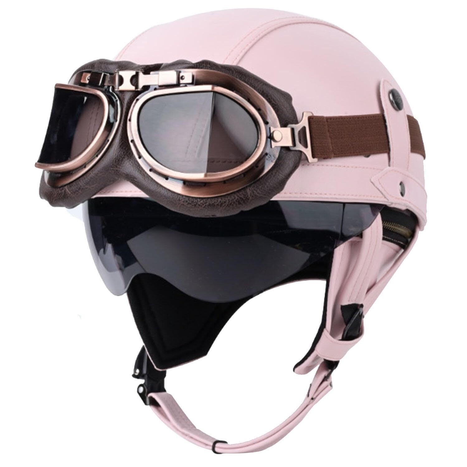 Motorcycle Half Helmets DOT Approved,Retro Leather Open Face Helmet ...
