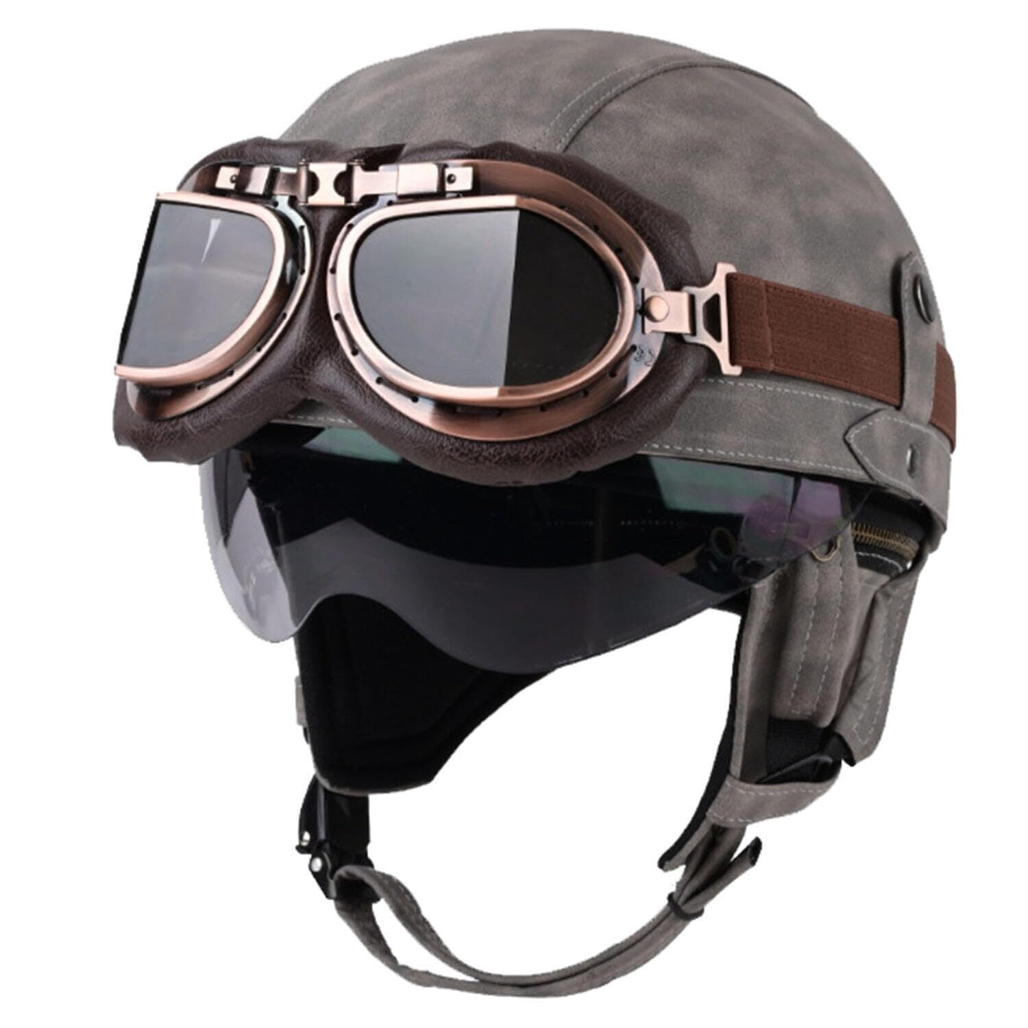 Motorcycle Half Helmets DOT Approved,Retro Leather Open Face Helmet ...