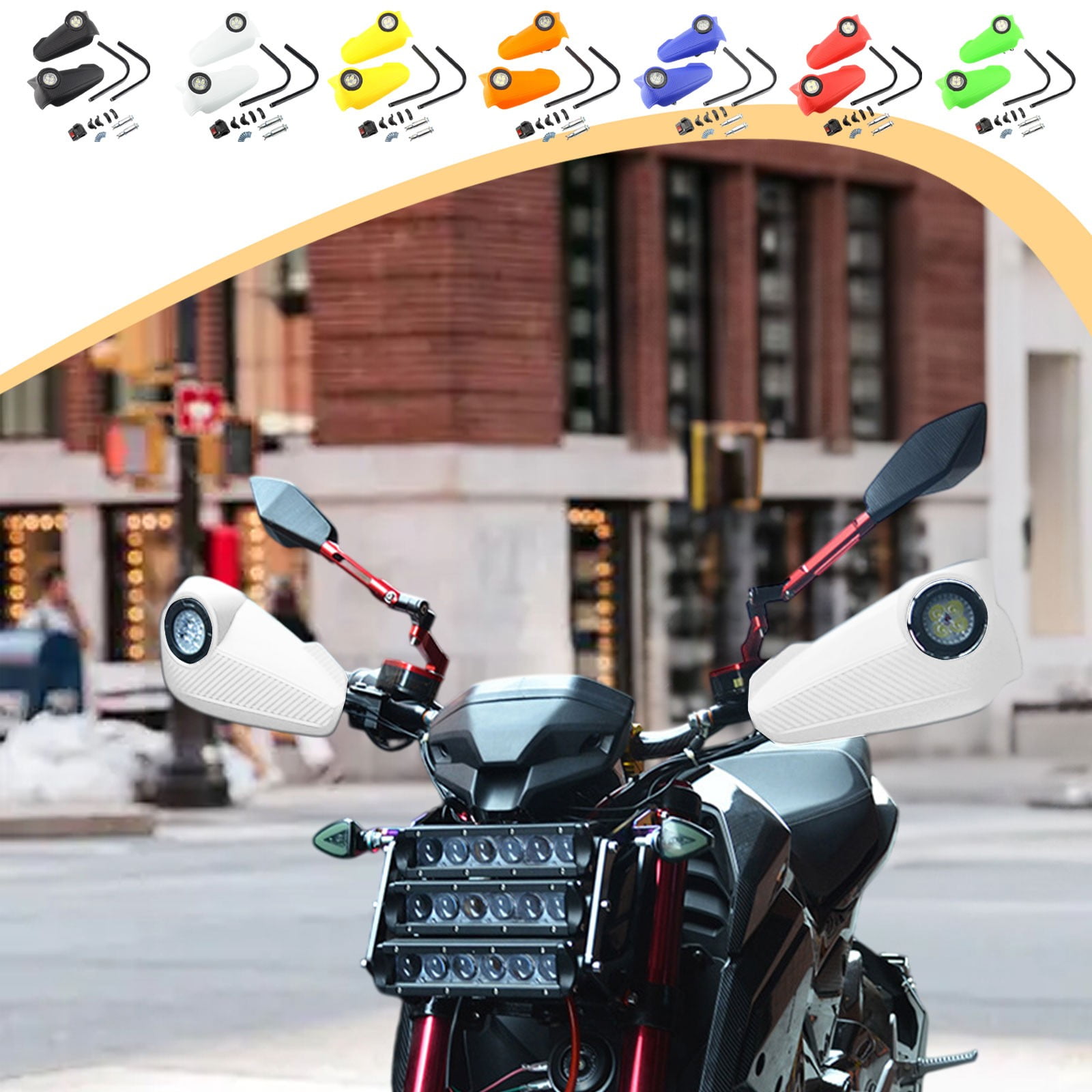 Motorcycle Hand Guards with LED Lights | Fall Protection Handlebar ...