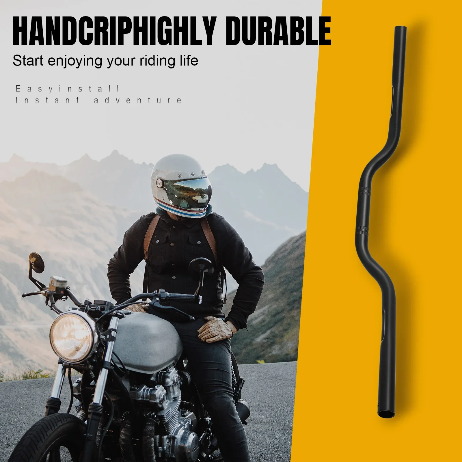Motorcycle Handlebar 7/8" 22mm Cafe Racer Handlebars Low Rise Drag Bars ...