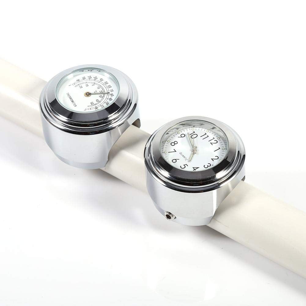 Motorcycle Handlebar Clock Thermometer, Waterproof Universal 7/8" 1 ...