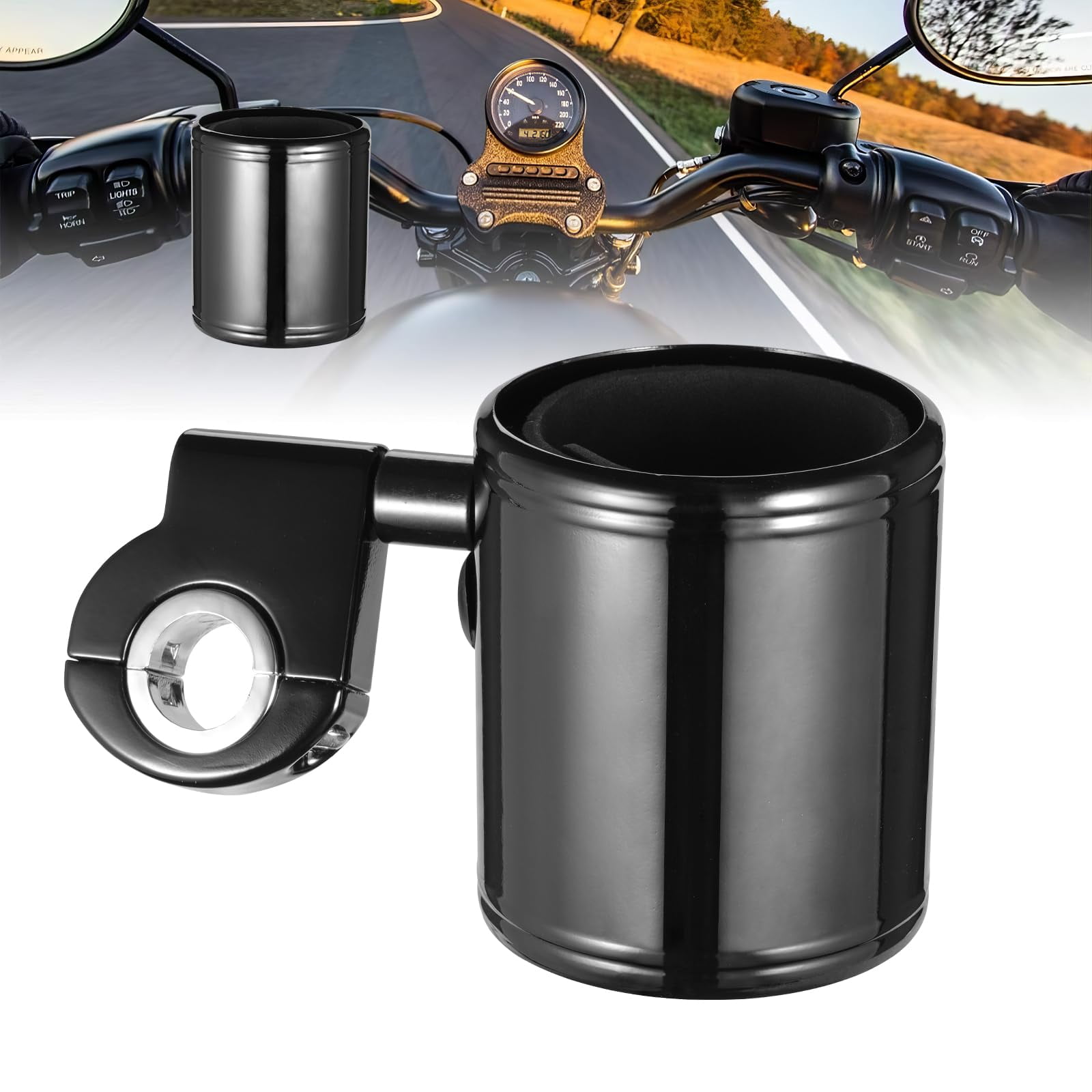 Motorcycle Handlebar Cup Holder, Chrome Motorcycle Handlebar Mount, Cup ...