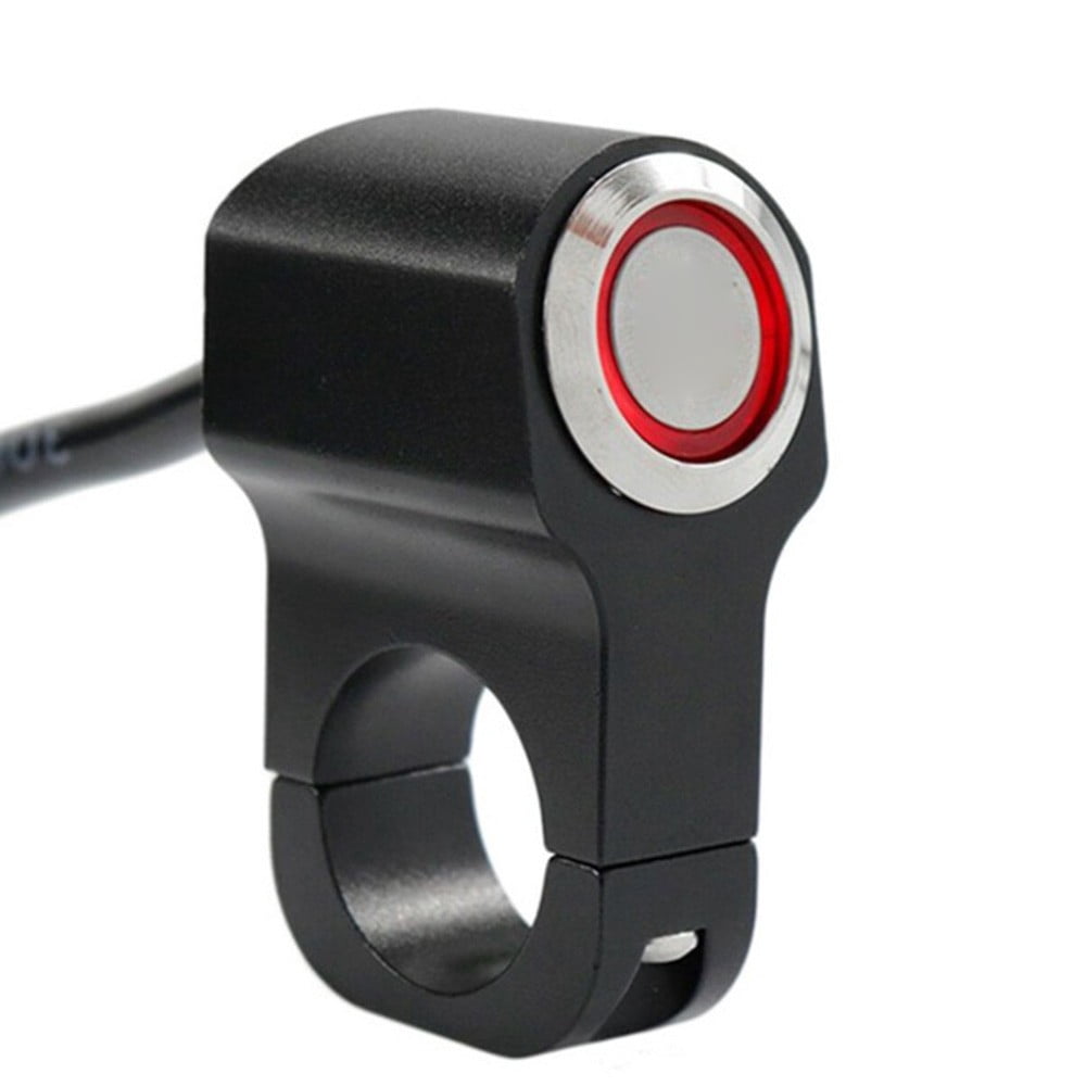 Motorcycle Handlebar Headlight Push Button Switch with Red LED Light ...