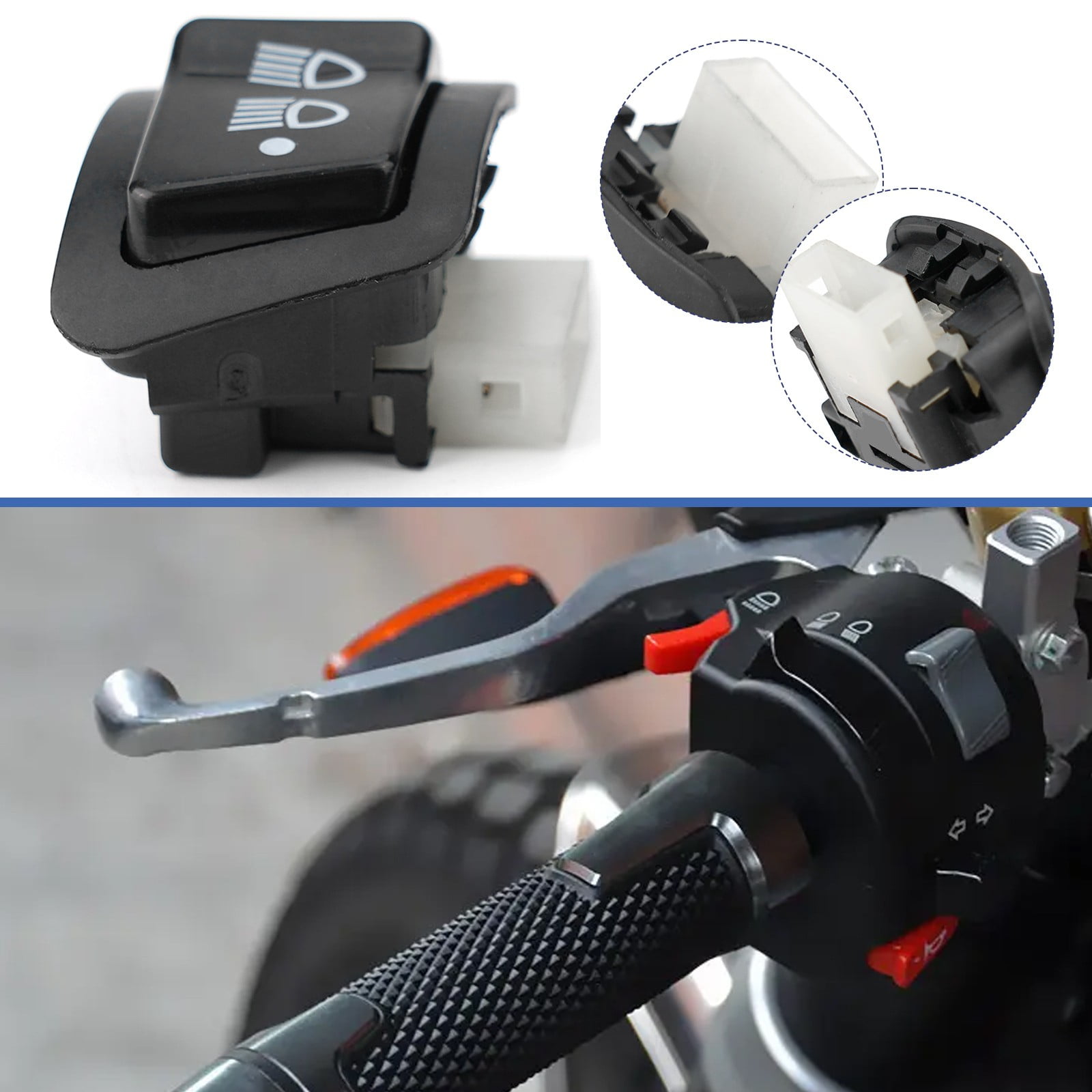 Motorcycle Head Light Turn Switch, Motorcycle Headlights Horn Turn ON/Off Control Switches, 3-in ...