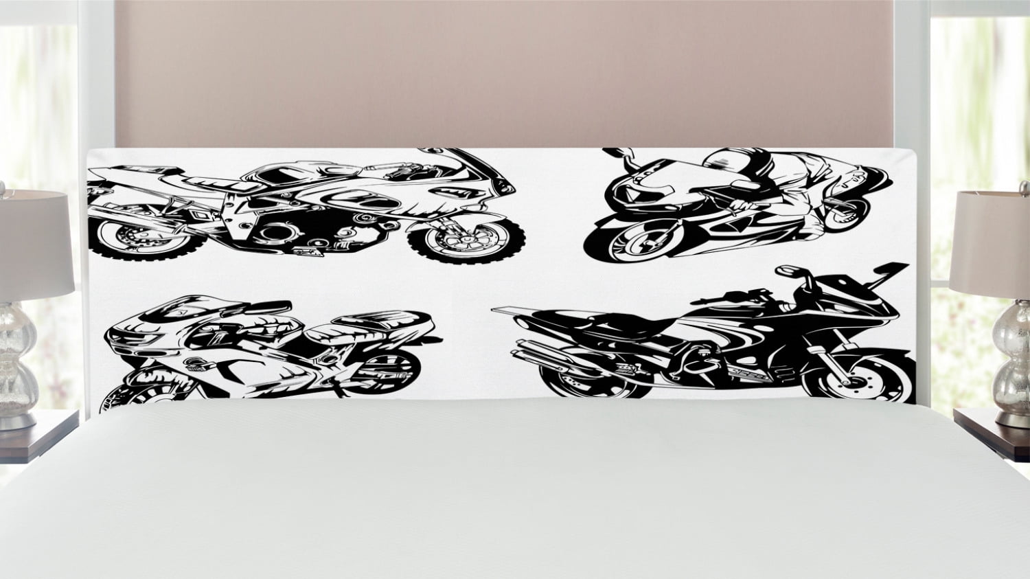 Motorcycle Headboard, Cartoon Motorbike Speed Race Sport Hobby ...