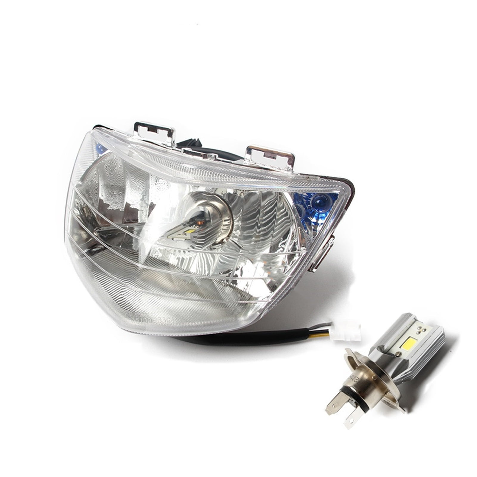 Motorcycle Headlamp Scooter H4 Headlight With Halogen LED Bulb Fit For ...