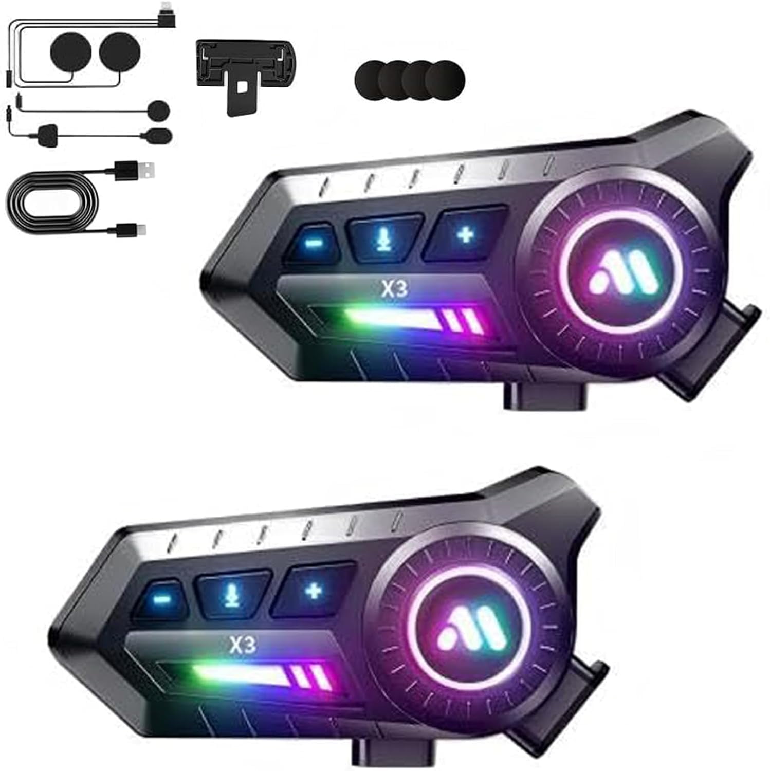 Motorcycle Helmet Bluetooth Headset, IP67 Waterproof, Type-C Charging ...