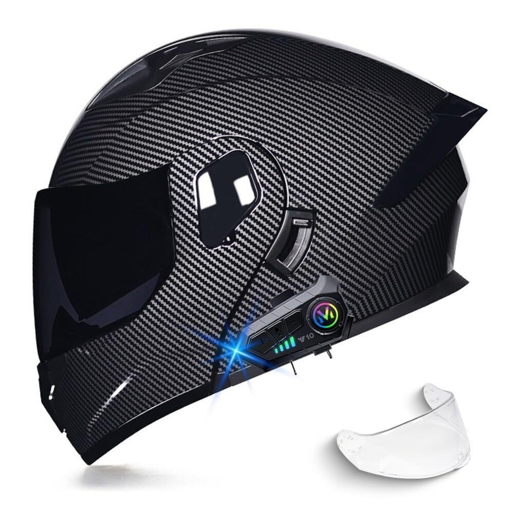 Motorcycle Helmet with Bluetooth Module, Flip Up Full Face Integrated ...