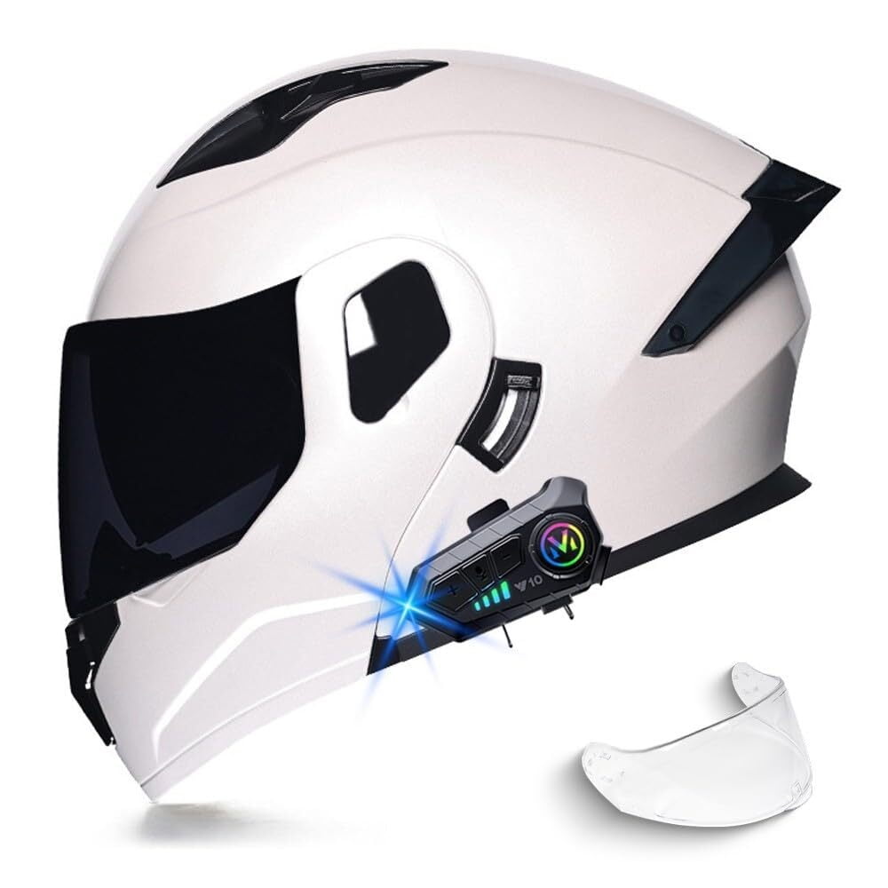 Motorcycle Helmet with Bluetooth Module, Flip Up Full Face Integrated ...