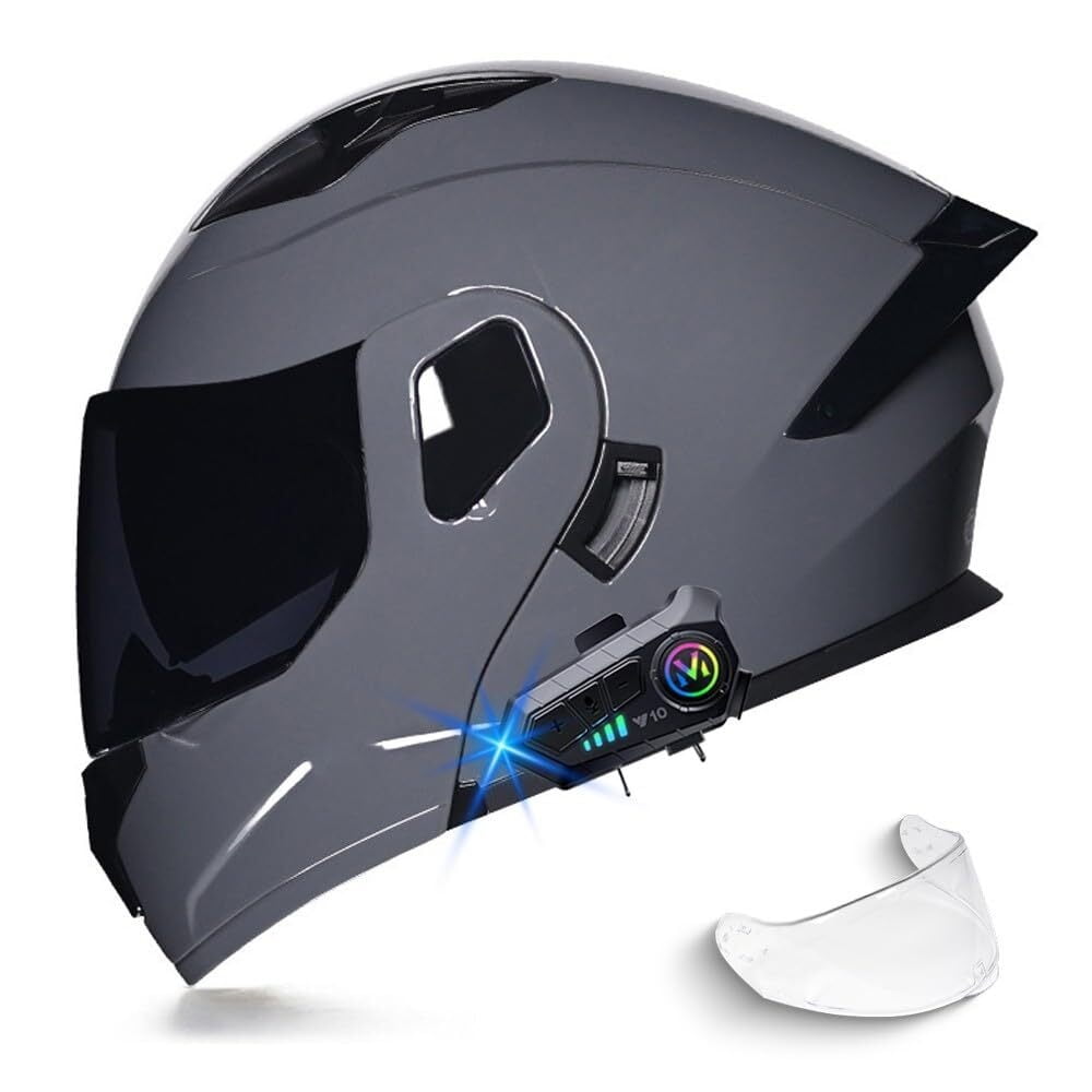 Motorcycle Helmet with Bluetooth Module, Flip Up Full Face Integrated ...