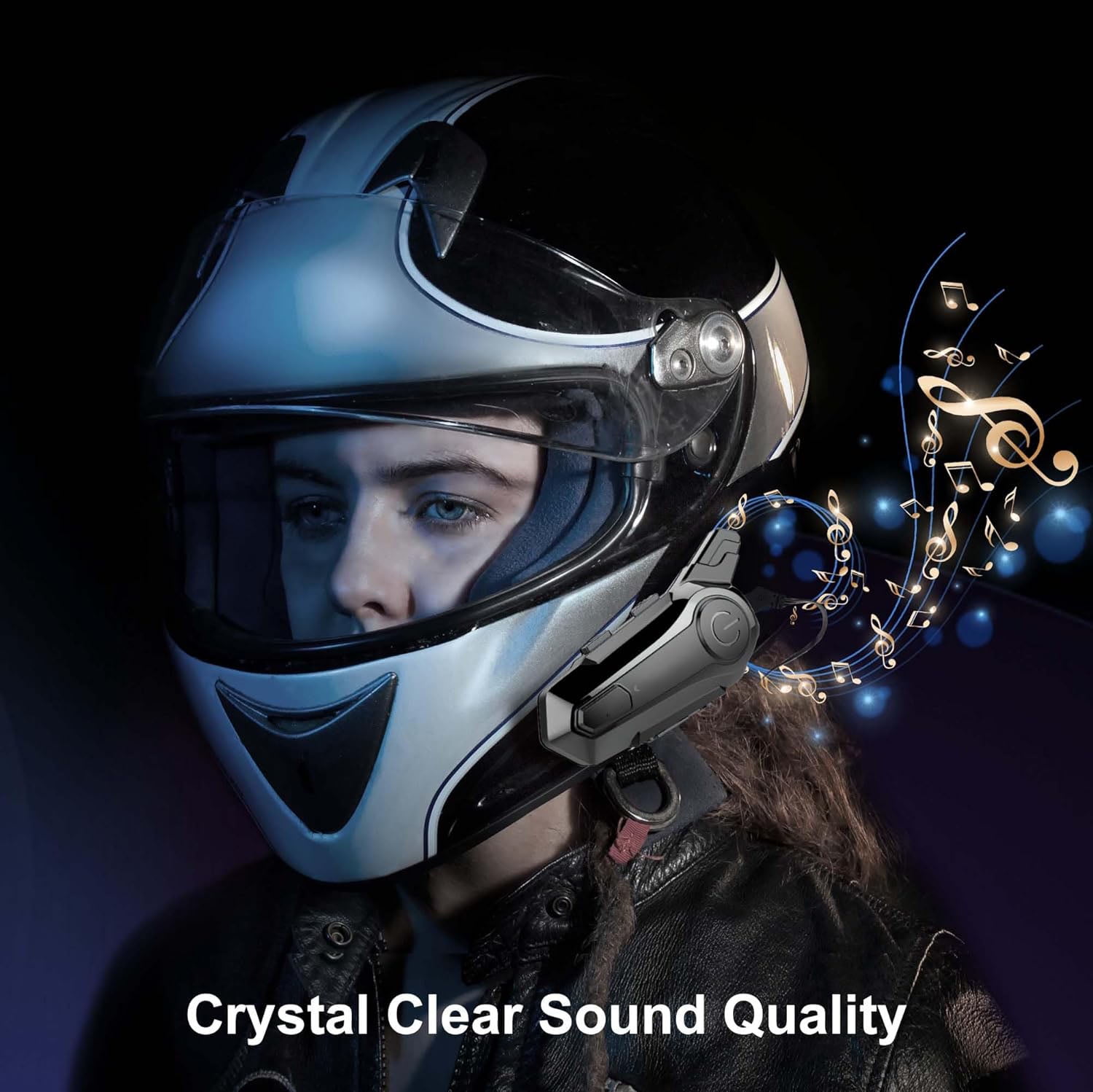 Motorcycle Helmet Bluetooth, with CVC Noise Cancellation Stereo Music ...