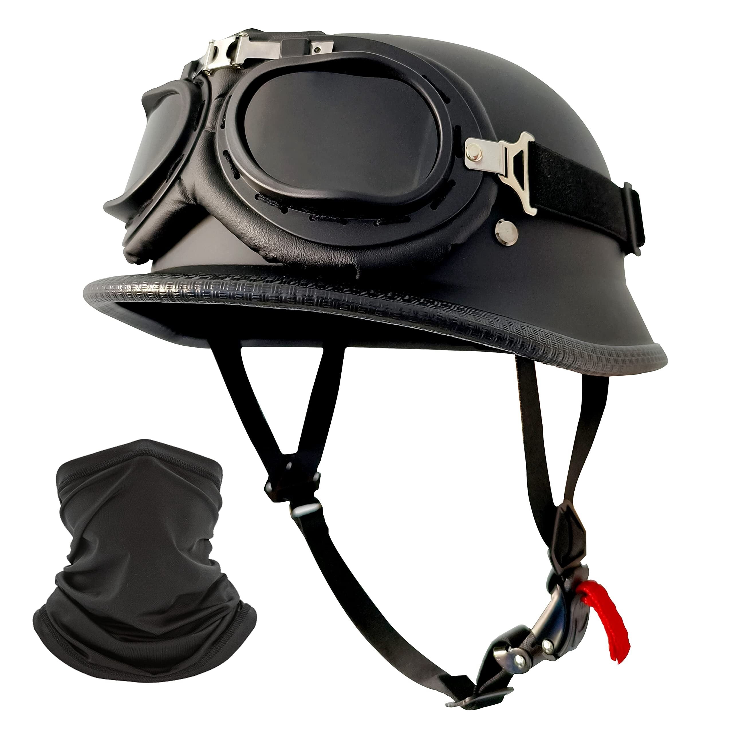 Motorcycle Helmet German Style Half Helmet Skull Cap Adult Men Women ...