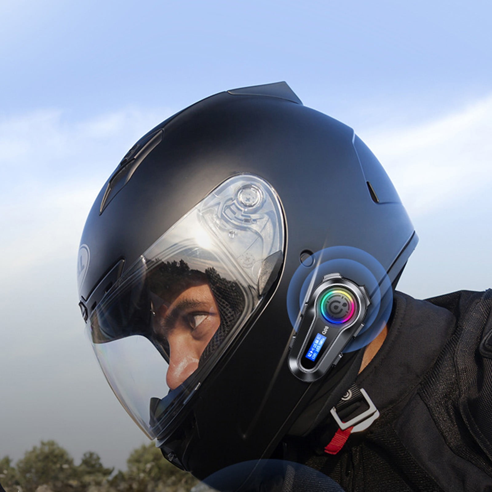 Motorcycle Helmet Headset,Bluetooth 5.3 EQ Sounds Effect,LCD Display ...