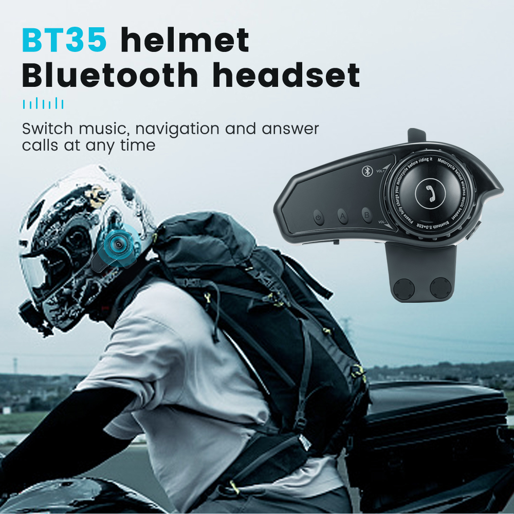 Motorcycle Helmet Headset Bt35 Bluetooth-compatible 5.0 800mah Battery Hands-free Wireless ...
